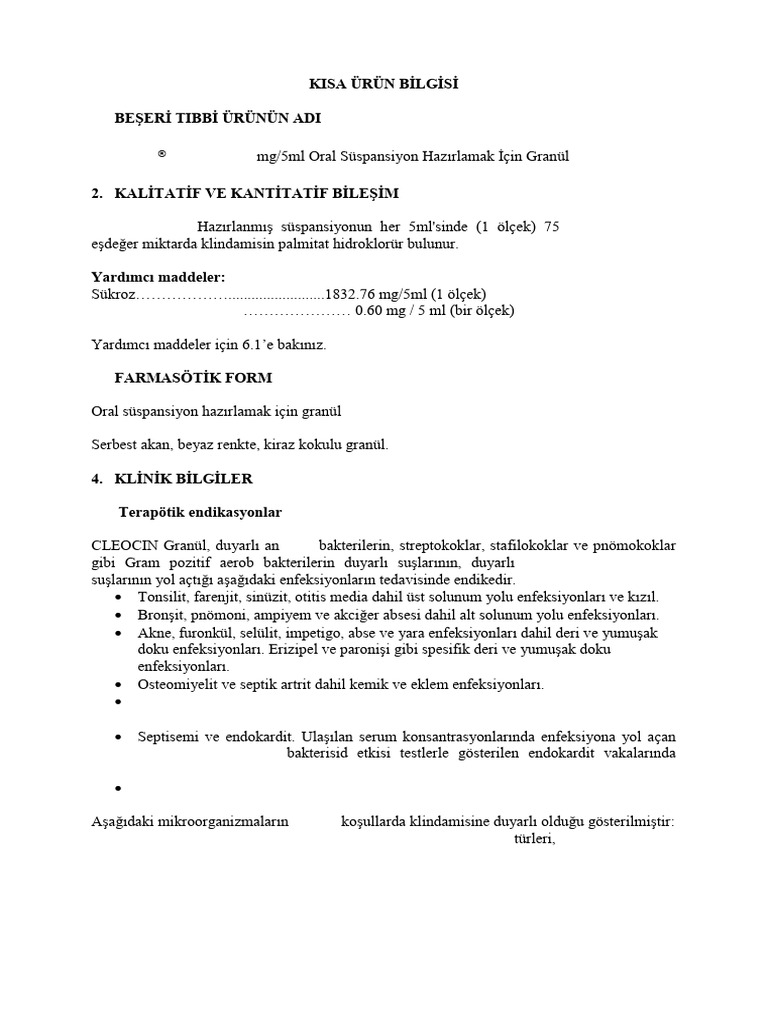 Cleocin 75 MG ML Oral Suspansiyon Kub | PDF