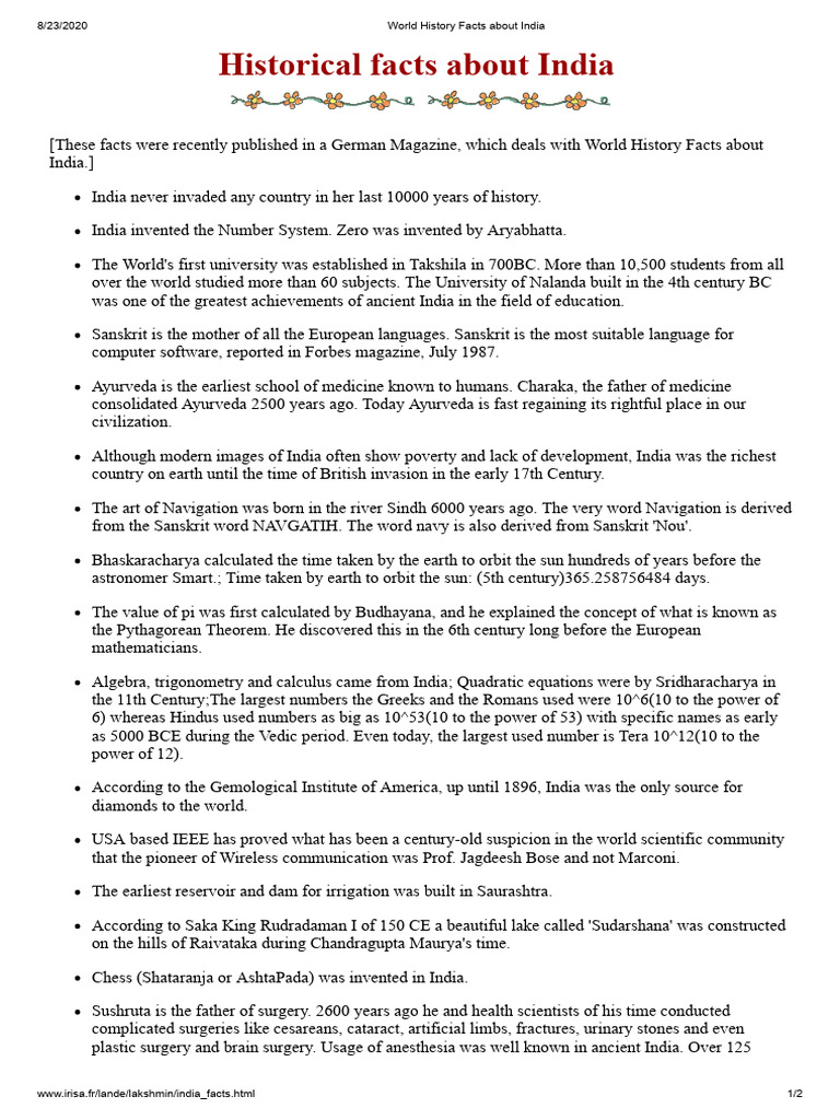 Facts info abt india | PDF