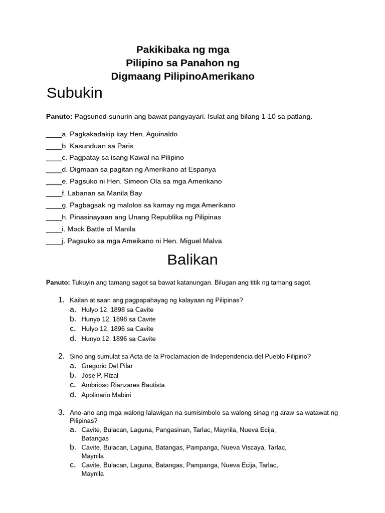 AP6 Q1 W6 Pakikibaka-ng-mga-Pilipino ACTIVITY | PDF