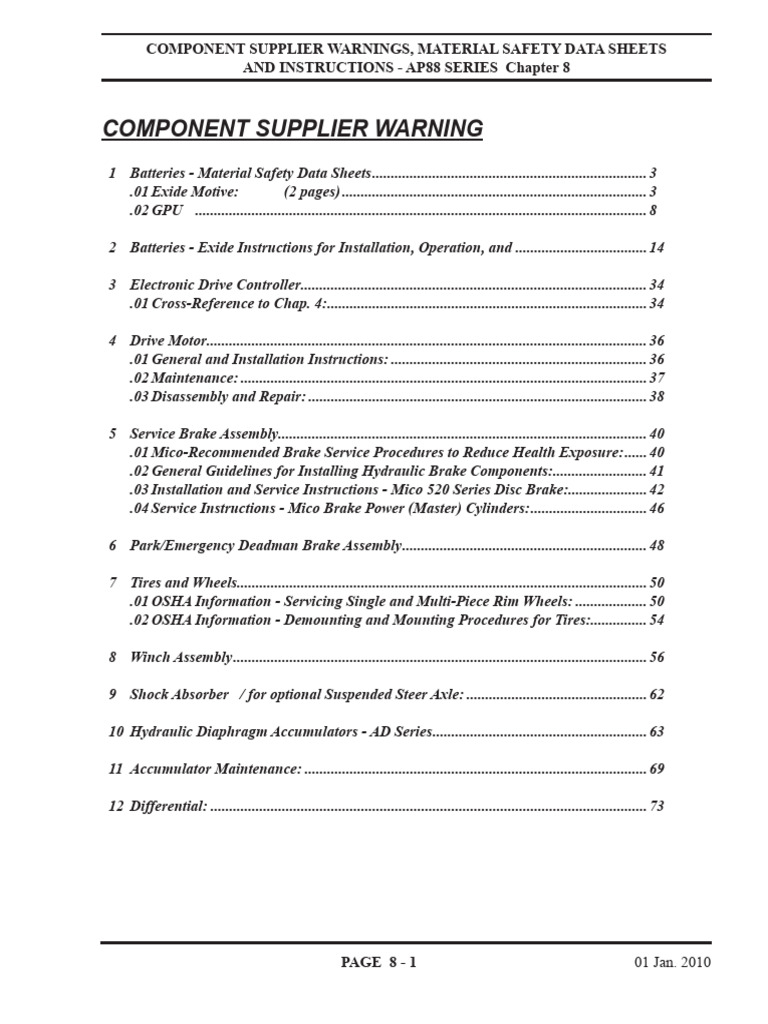 Chapter 8 Component Supplier Warnings | PDF