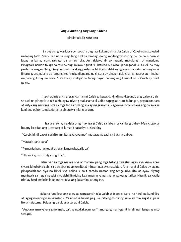 Ang Alamat NG Duguang Kadena | PDF