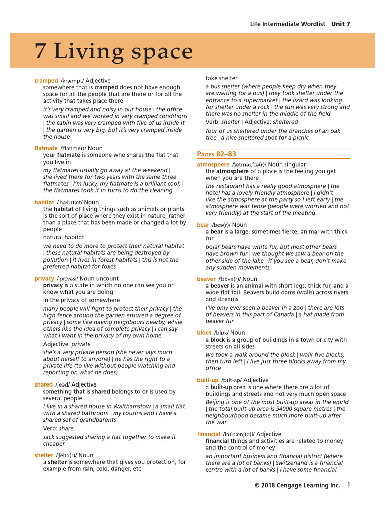 Life Intermediate Wordlist Unit 7 | PDF