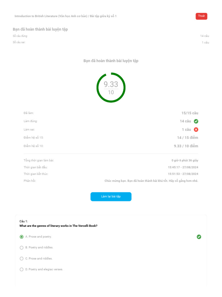 B N Ã Hoàn Thành Bài Luy NT P: 14 Câu 1 Câu | PDF