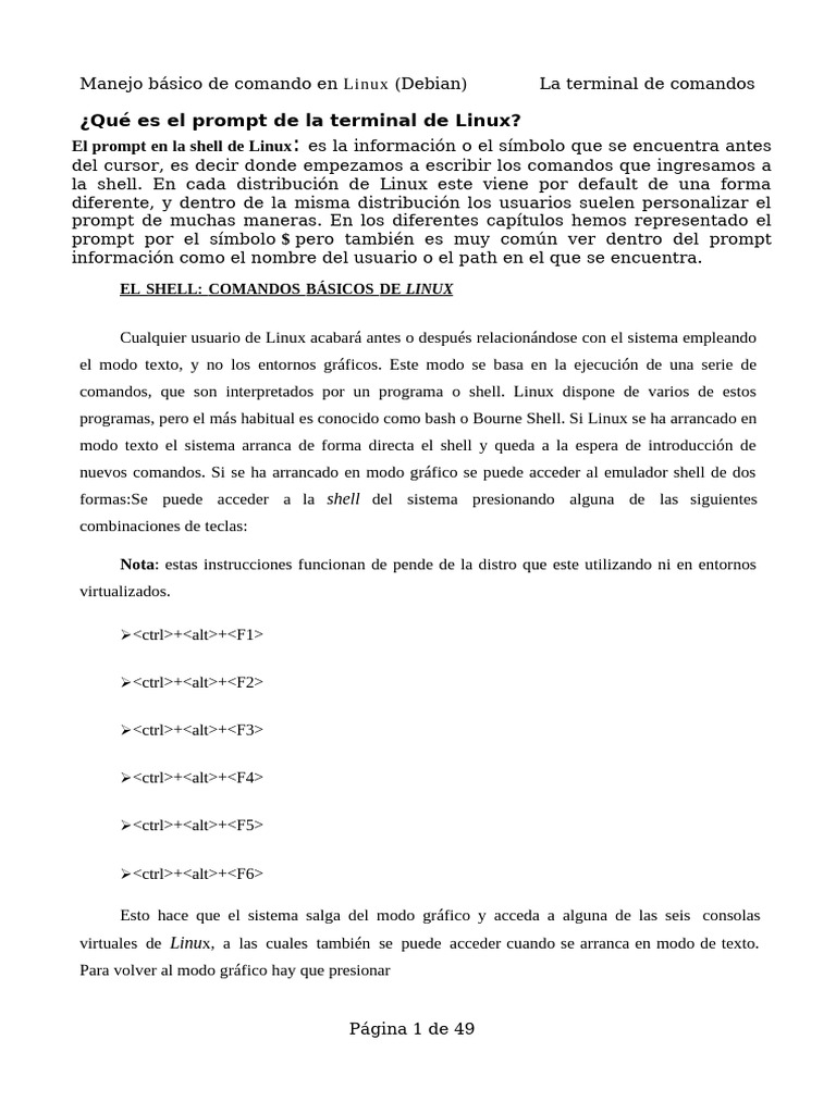 0157 El Shell Comandos Basicos de Linux | PDF | Interfaz de línea de ...