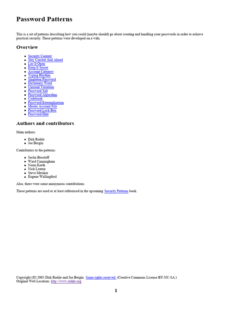 03 - 2002 - RiehleEtAl - PasswordPatterns | PDF
