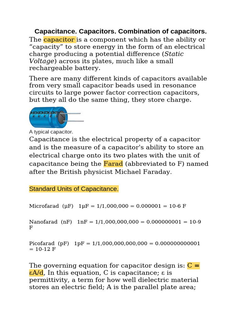 Capacitance | PDF