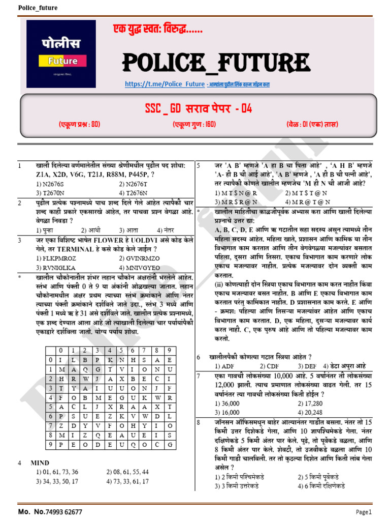 SSC - GD Paper - 04 | PDF