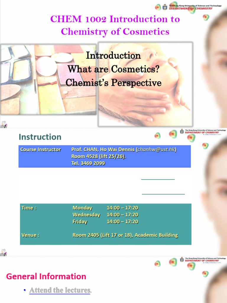 Chemistry of Cosmetics Course | PDF | Cosmetics | Career & Growth