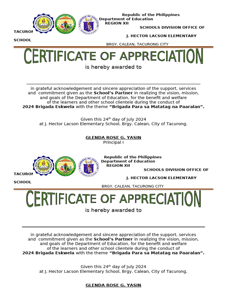 Certificate Brigada 3 | PDF