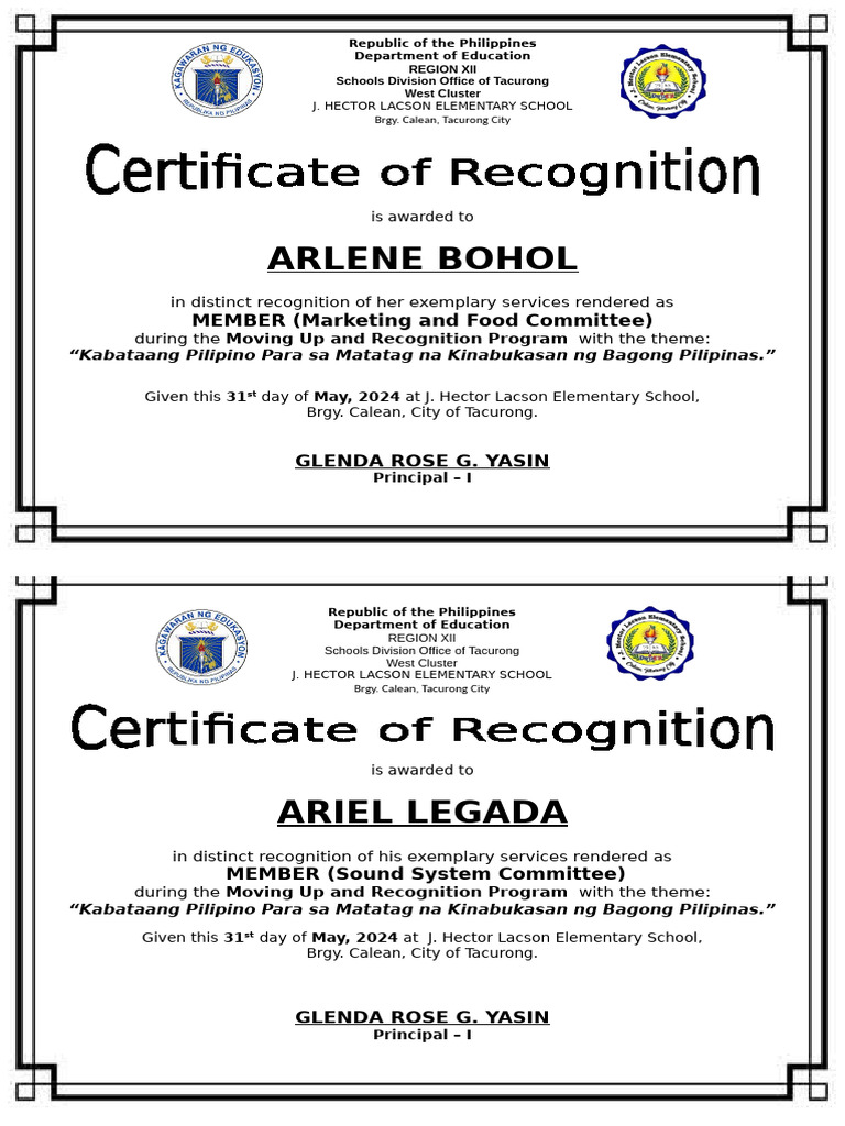 Certificate Graduation 2023-2024 | PDF