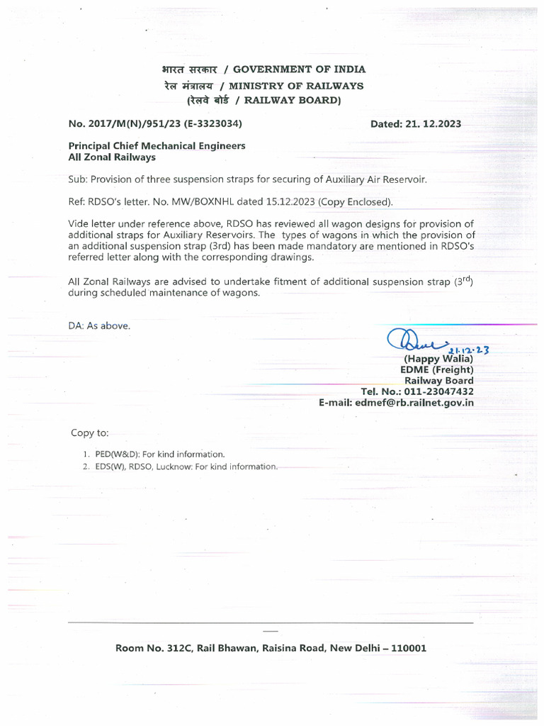 LTR Provision of Three Suspension Straps Dated 21.12.2023 | PDF