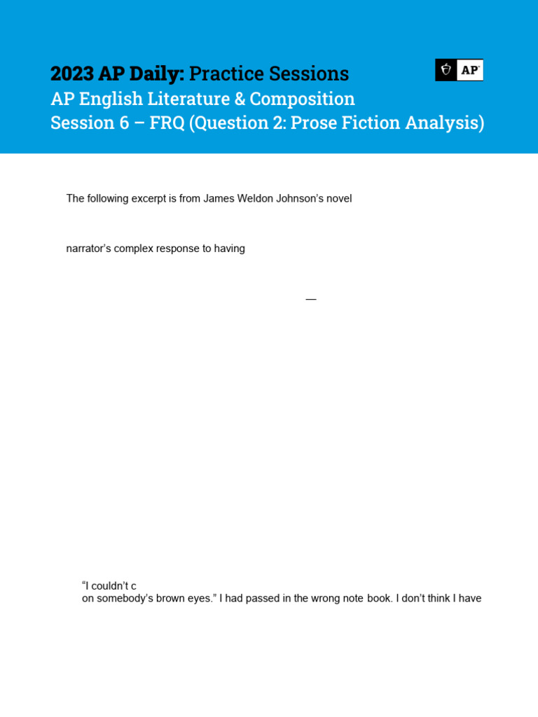 Session 6 English Literature Composition 2023 AP Daily Practice Sessions | PDF