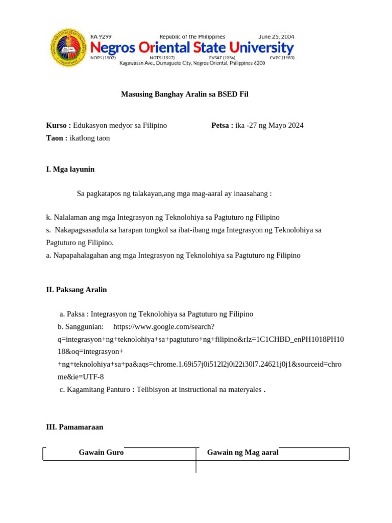 Bsed Fil 18 - Final | PDF