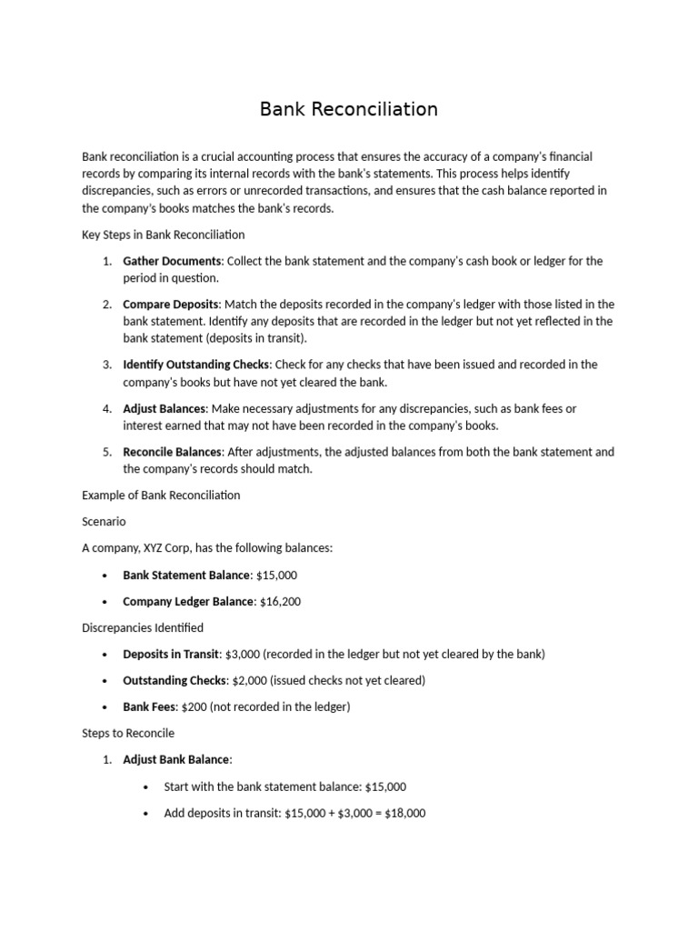 Bank Reconciliation | PDF