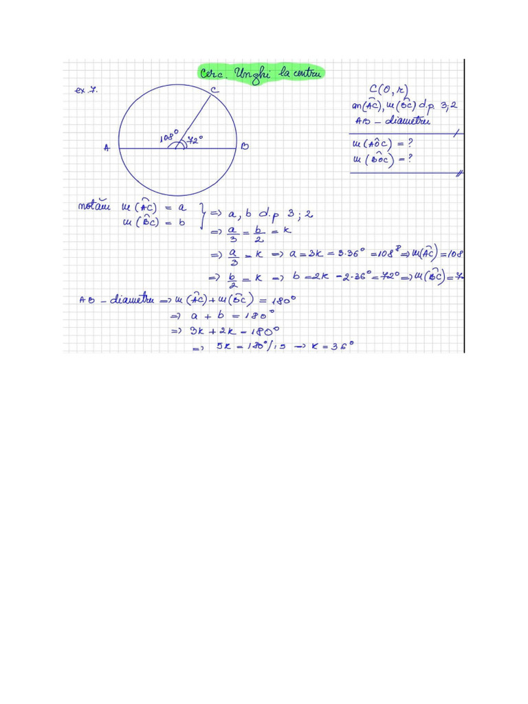 Cerc - Unghi La Centru - Probleme Rezolvate | PDF