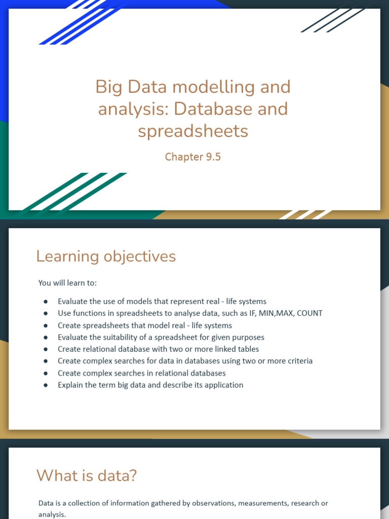 9.5 - Big Data Modelling and Analysis Database and Spreadsheets | PDF