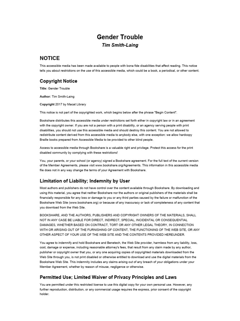 Judith Butler Gender Trouble | PDF