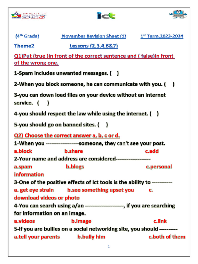 G4 - November Revision Sheet .Docx Theme 2 | PDF