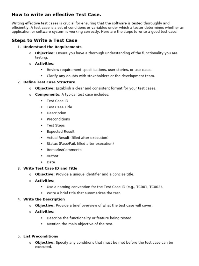 How to write an effective Test Case | PDF