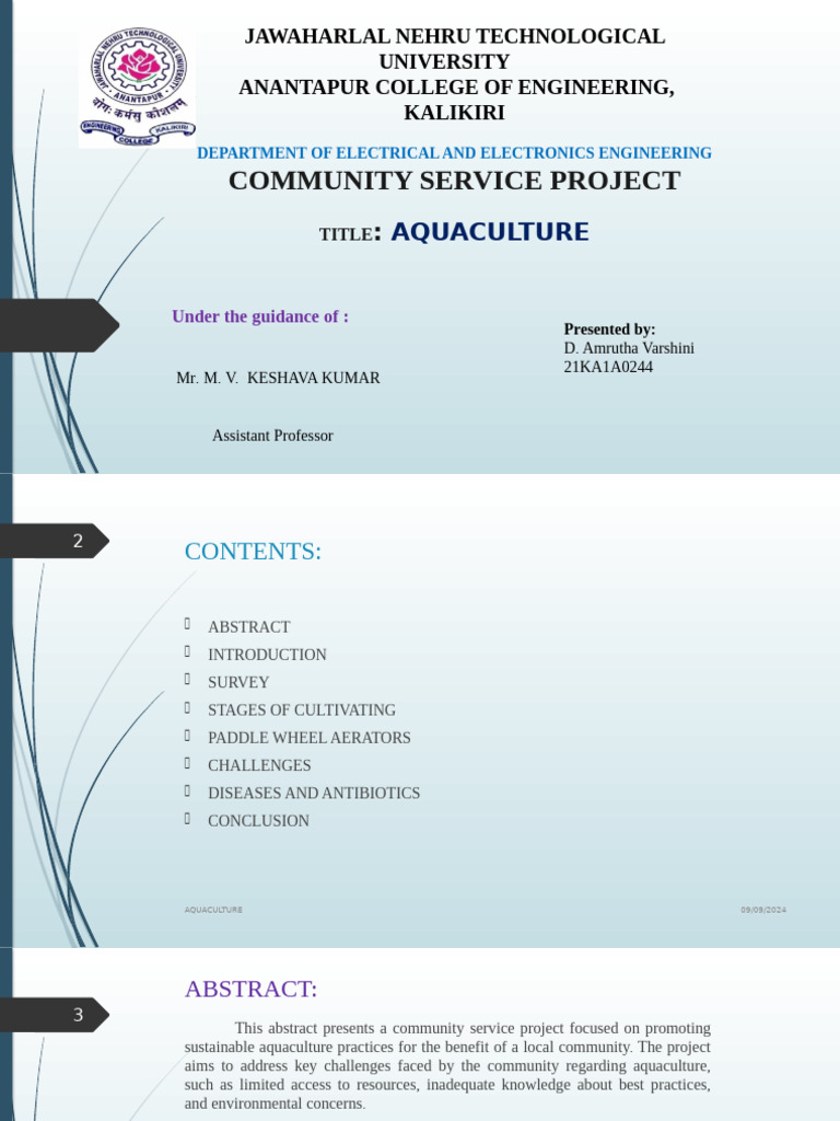 Community Service Project: Aquaculture | PDF