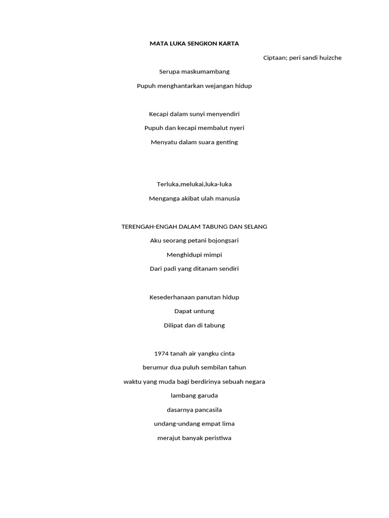 MATA LUKA SENGKON KARTA | PDF