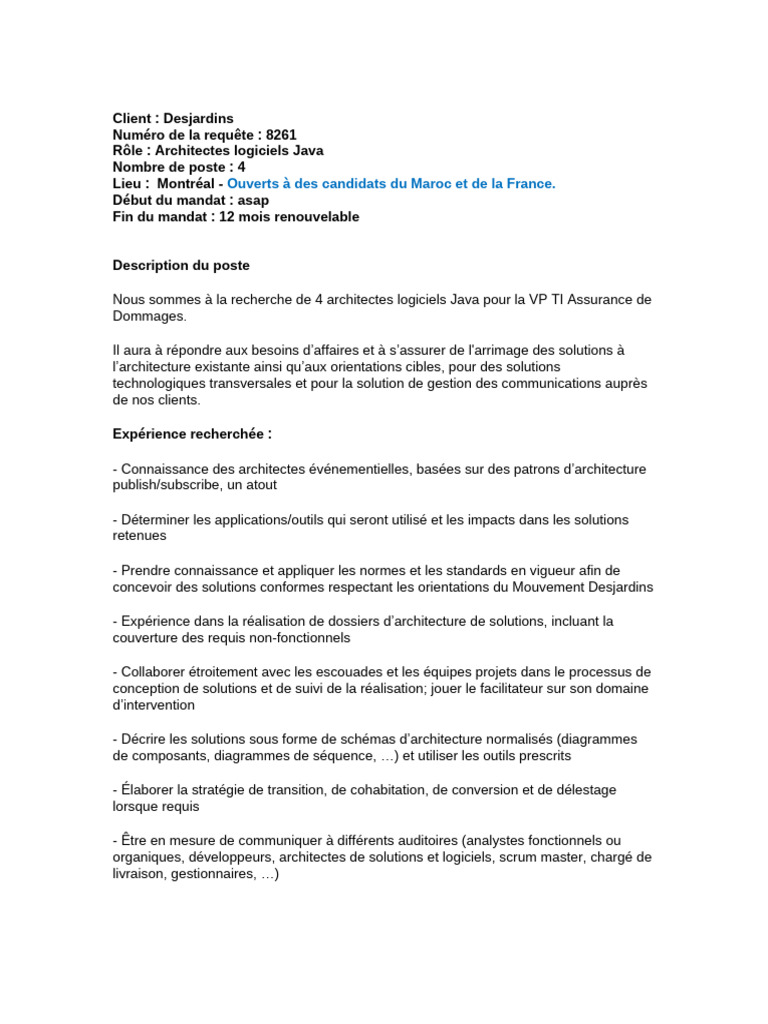 Architecte logiciel Java | PDF