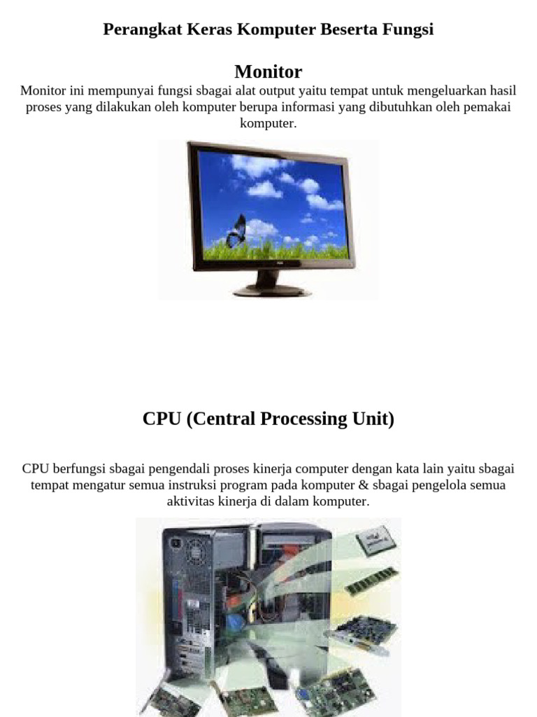 Perangkat-Keras-Komputer-Beserta-Fungsi-dan-Gambarnya-docx | PDF