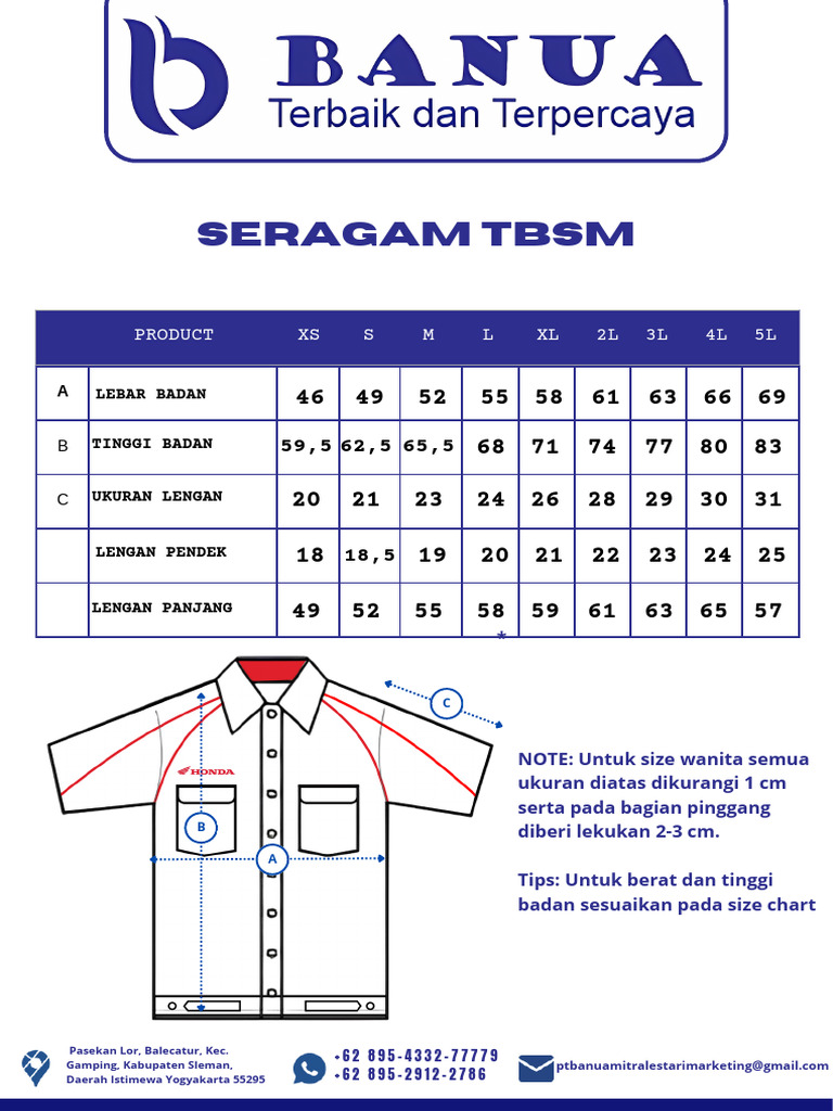 Salinan Dari SIZE CHART UMUM | PDF