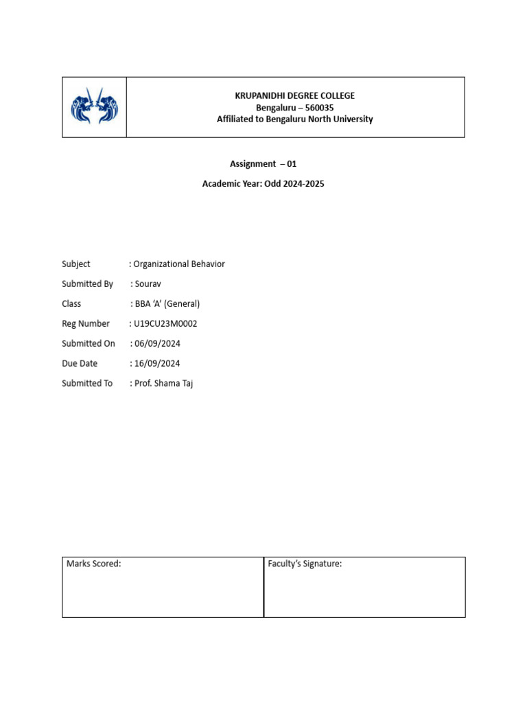 Krupanidhi Degree College Bengaluru - 560035 Affiliated To Bengaluru ...