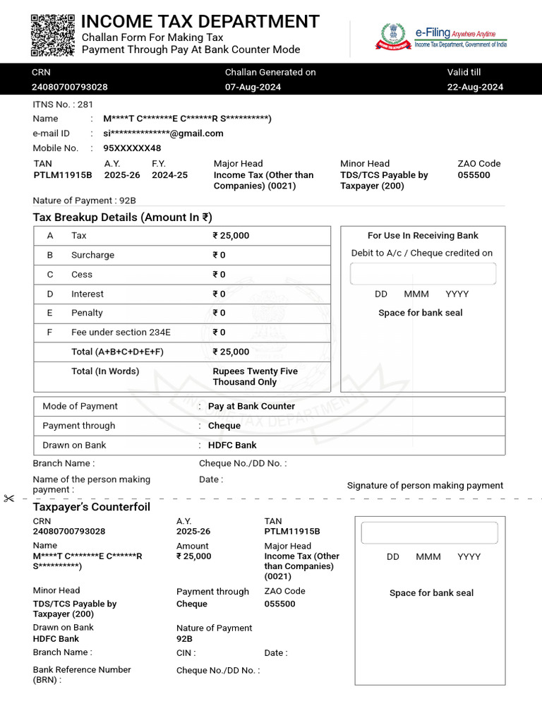 ChallanForm CSK | PDF