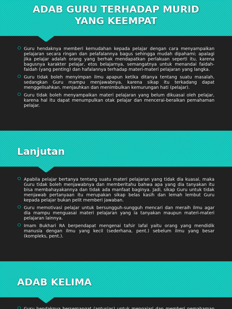 Adab Seorang Guru Terhadap Muridnya | PDF