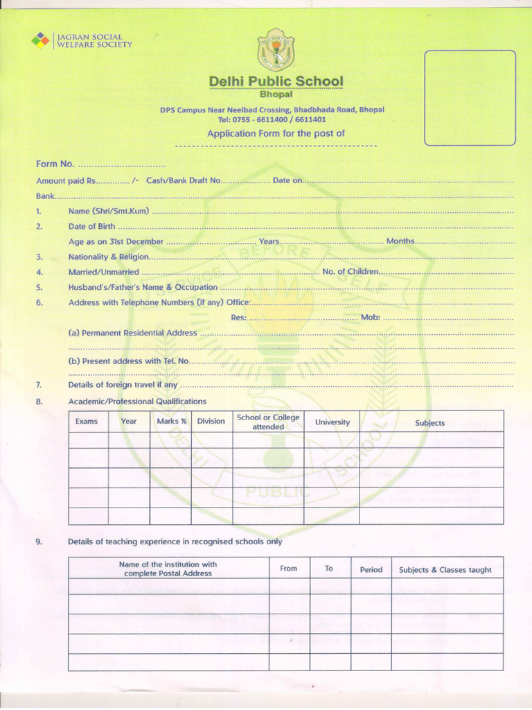 Teachers Recruitment Form | PDF