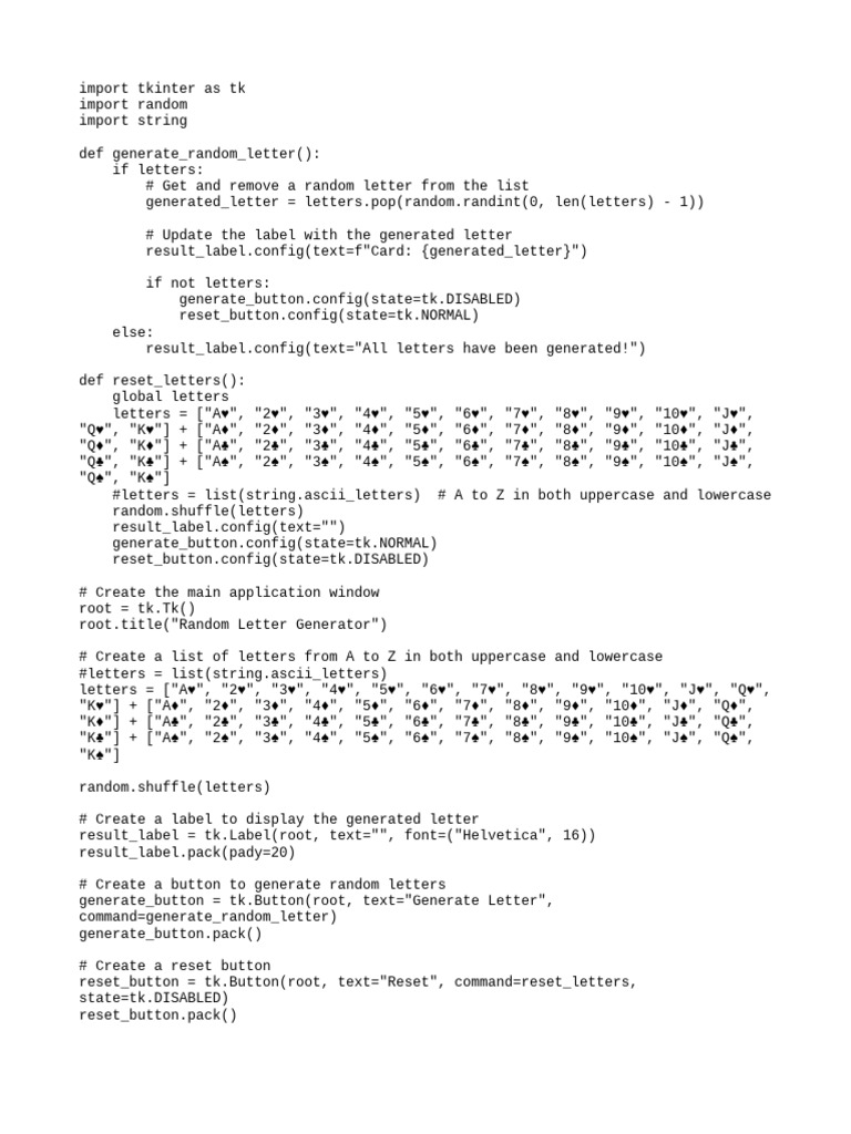 Tkinter 52 Playing Cards | PDF