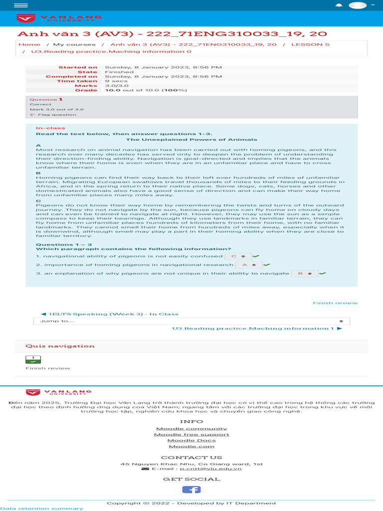 U3.Reading Practice - Maching Information 0 Attempt Review | PDF