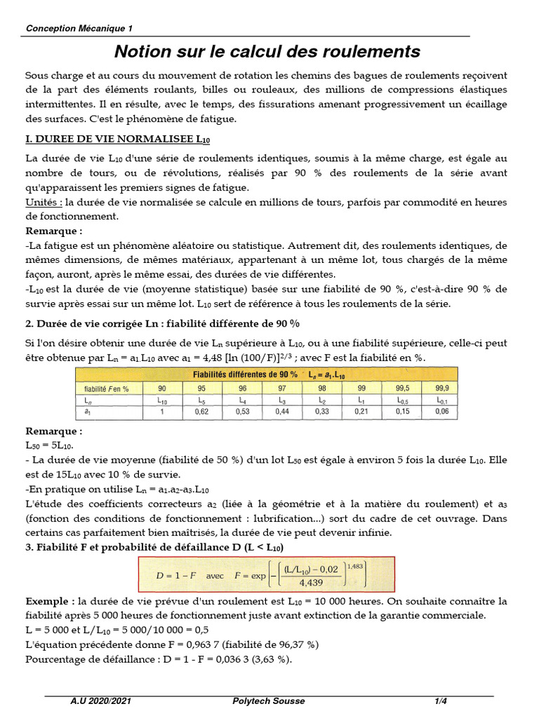 Calcul de Roulement Poly Jan21 | PDF
