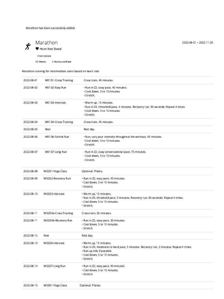 Garmin 42K Intermediate Training Plan | PDF