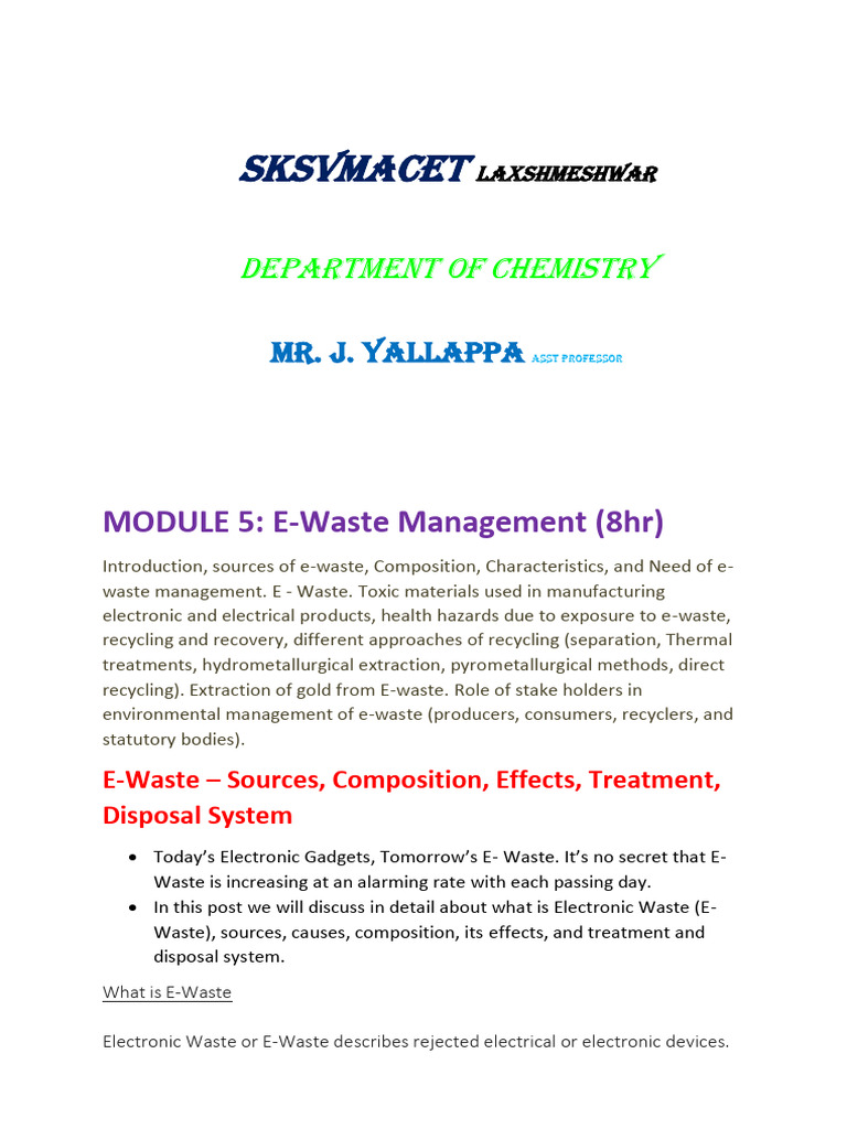 Module-5 E - WASTE MANAGEMENT (FINAL COPY) | PDF