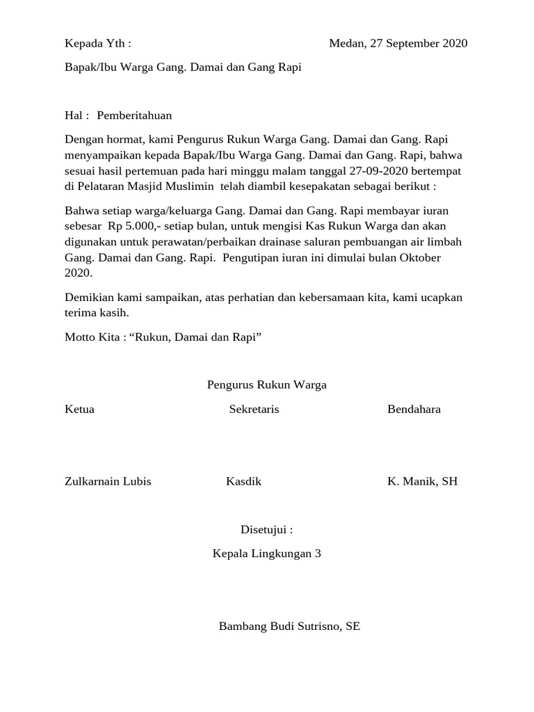 Pengurus Rukun Warga | PDF