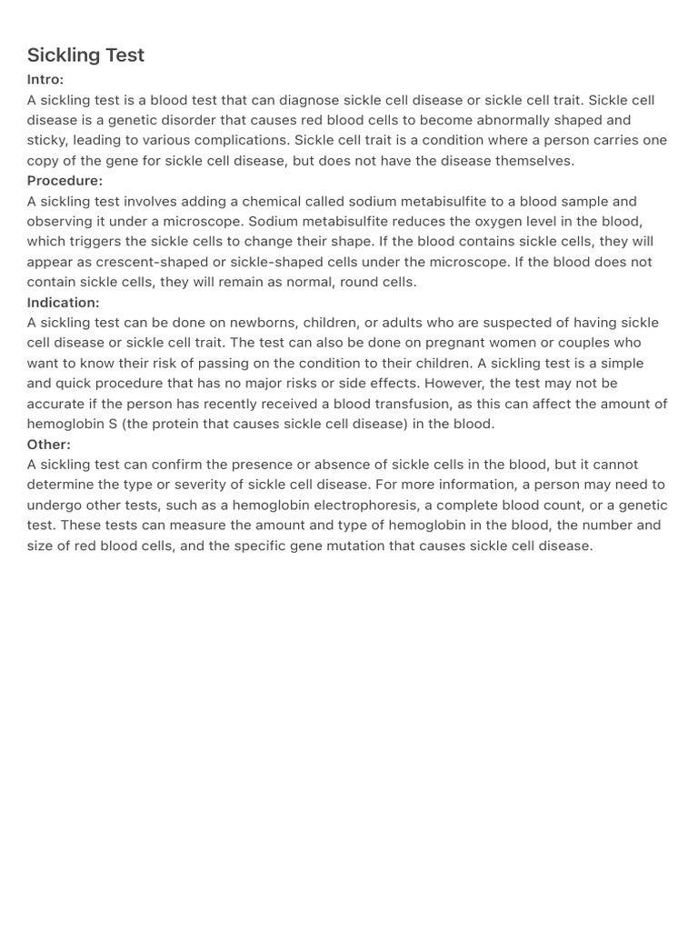 Sickling Test | PDF