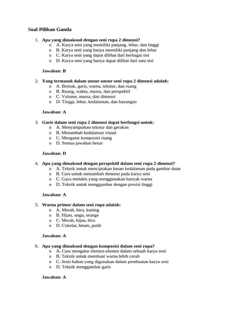 Soal Pilihan Ganda Sbk Pdf