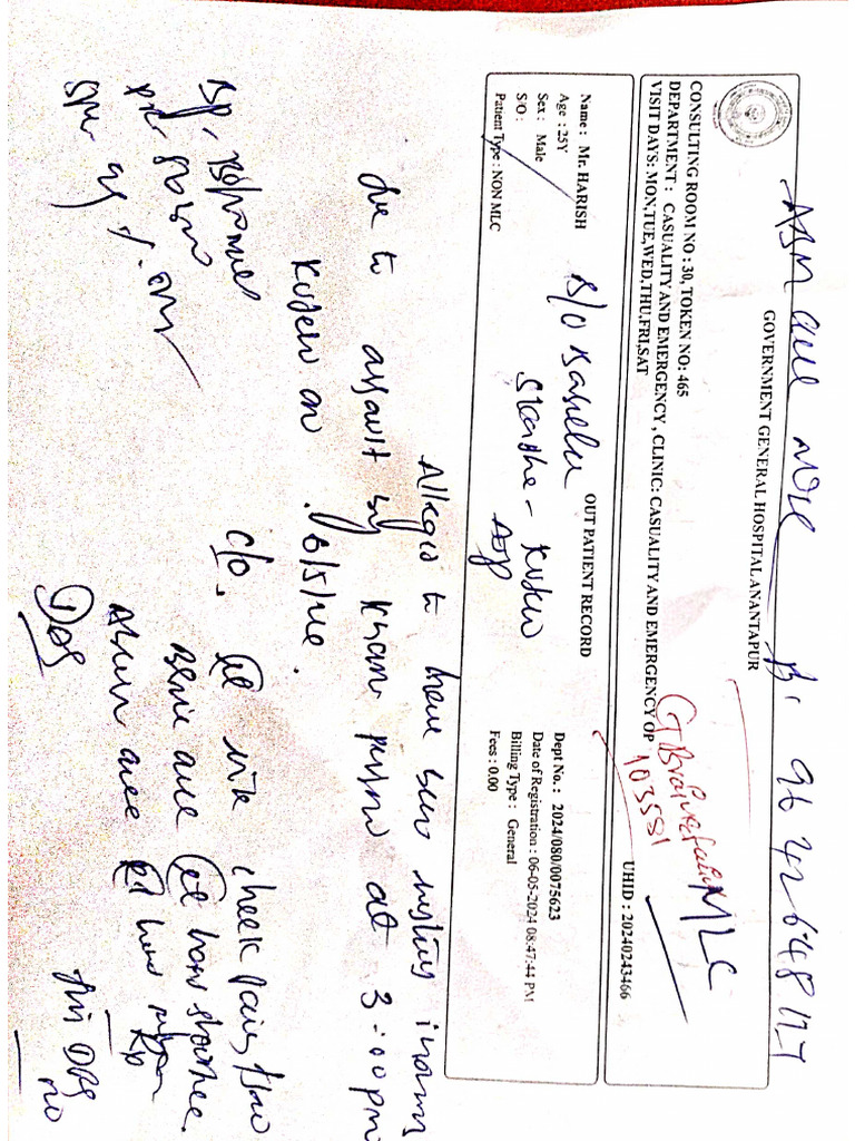 Reddy Harish Medical Document | PDF