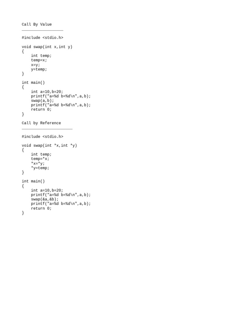 Call by Value Call by Ref | PDF