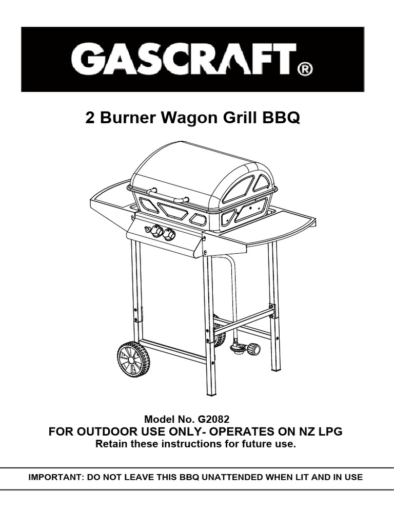 Gascraft Wagon Grill 2 Burner BBQ Black | PDF | Grilling | Technology ...