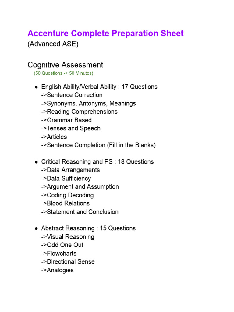Accenture Complete Preparation Sheet | PDF | C++ | String (Computer Science)