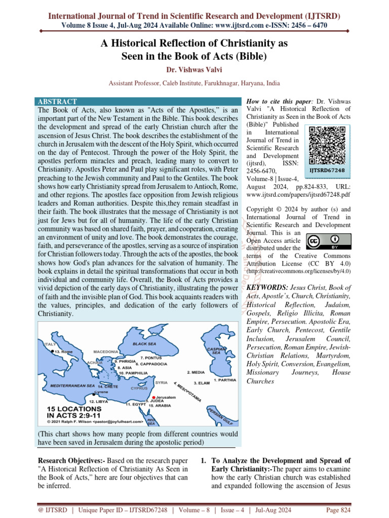 A Historical Reflection of Christianity As Seen in The Book of Acts ...