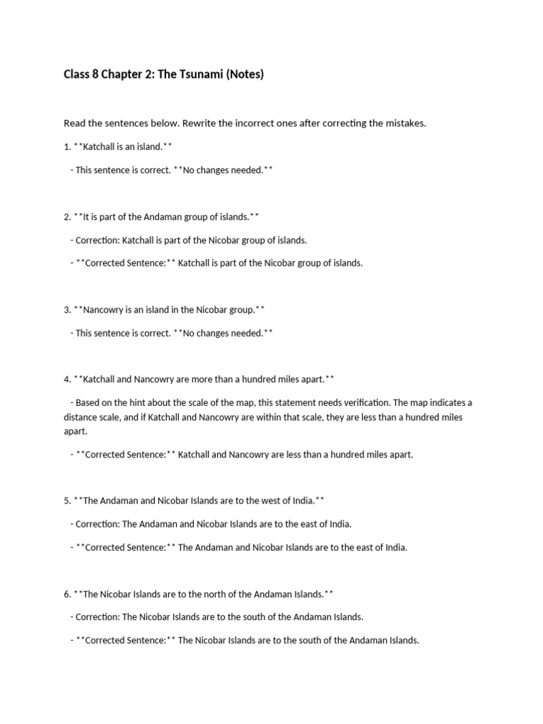 Class 8 Chapter 2 The Tsunami Notes | PDF