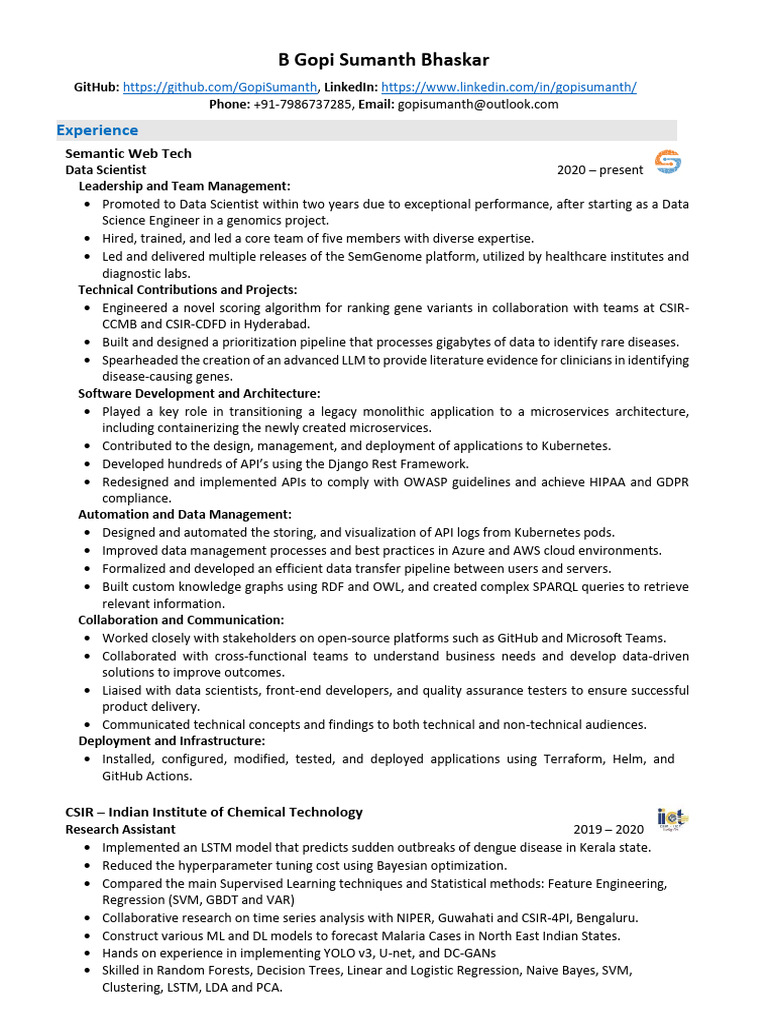 Gopi S CV | PDF