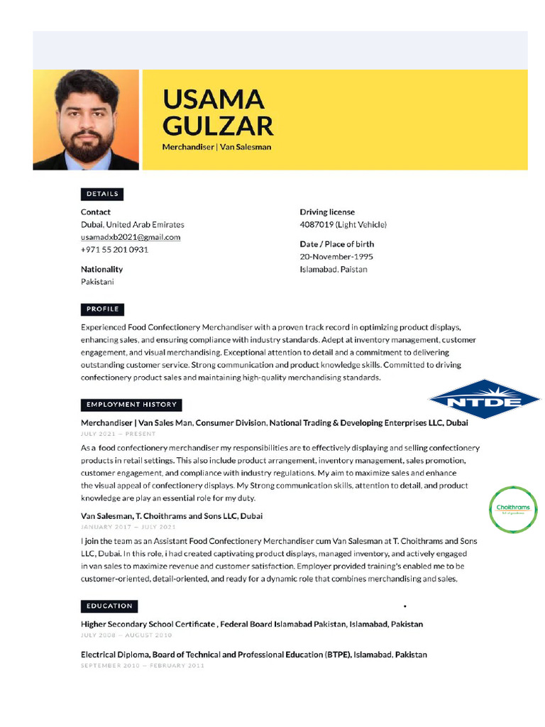 Usama Gulzar Professional CV | PDF