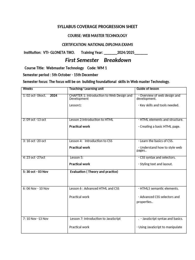 Web Master Syllabus | PDF
