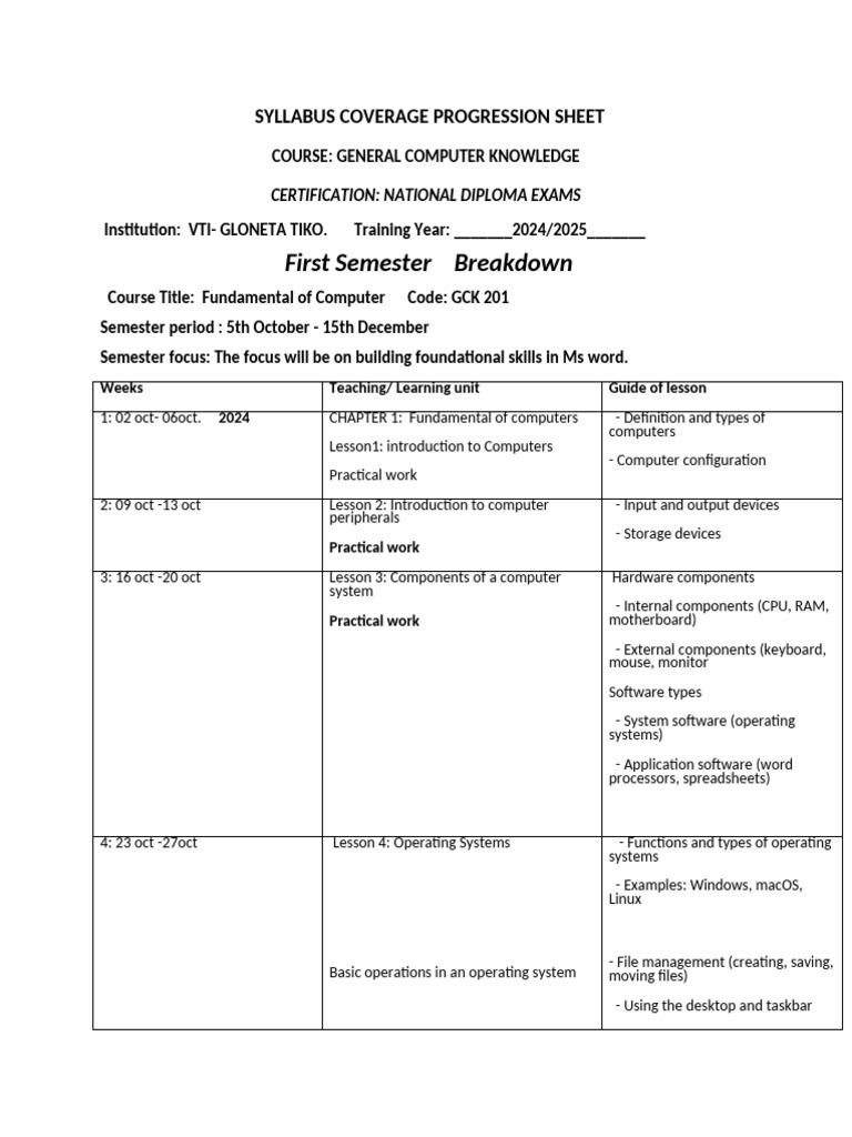 General Computer knowledge Syllabus | PDF